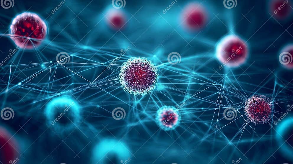 Microscopic View of Virus Cells, a 3D Rendering of Interconnected ...