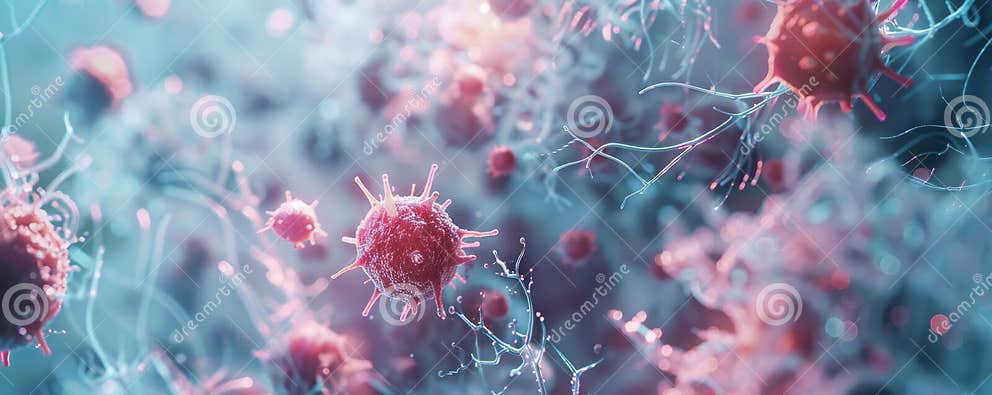 Microscopic View of Virus Cells with Spikes and Interwoven Strands ...
