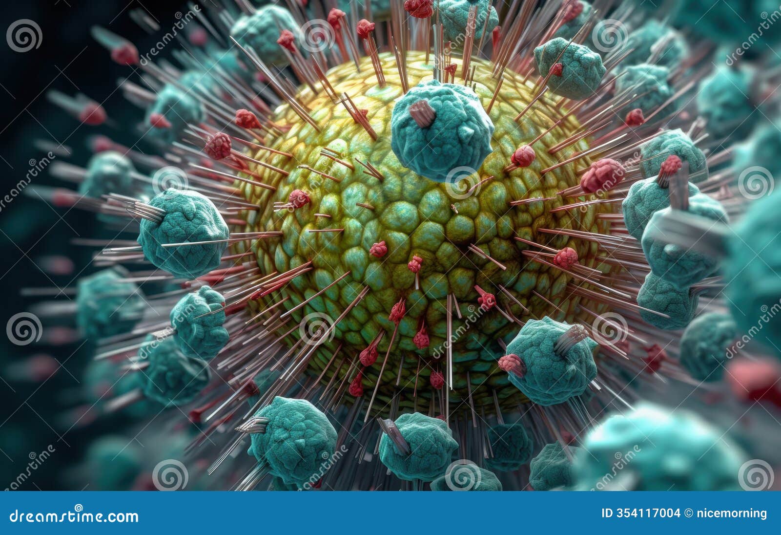 Microscopic View of a Virus. Created by Generative Artificial ...
