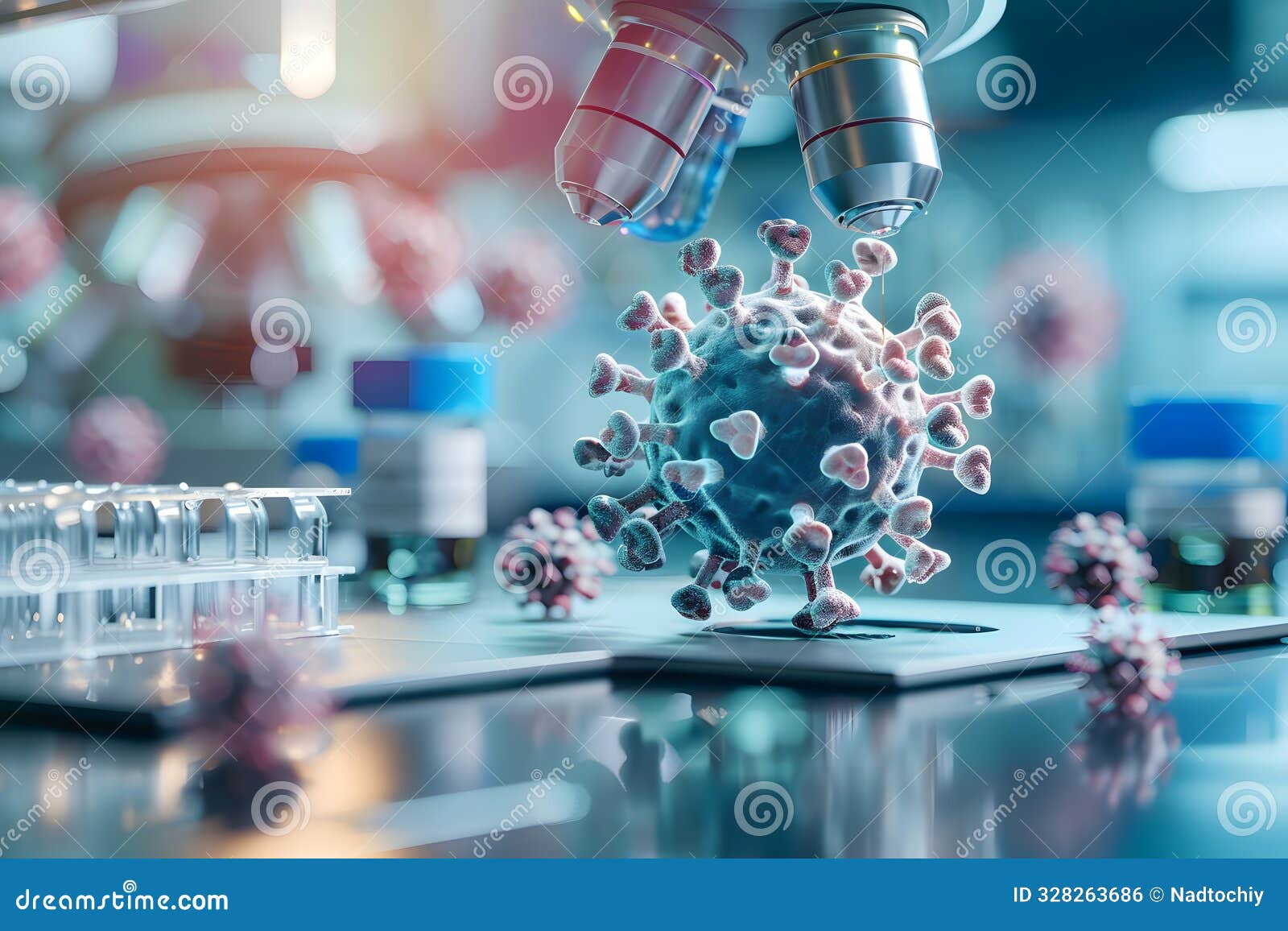 Microscopic View of Virus in Laboratory Research Setting Stock Photo ...