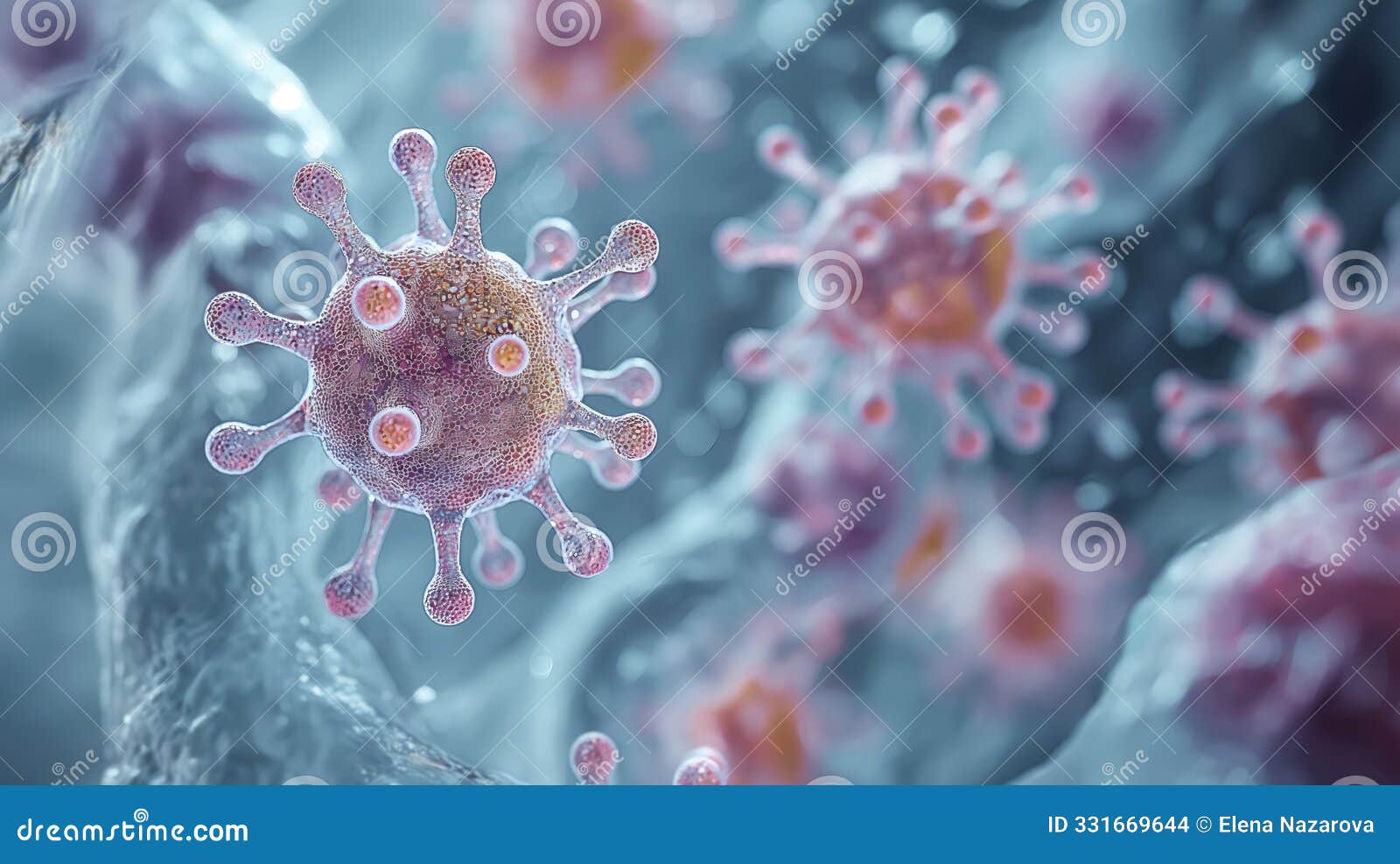 Microscopic View of Virus Particle with Complex Structure Amidst Other ...