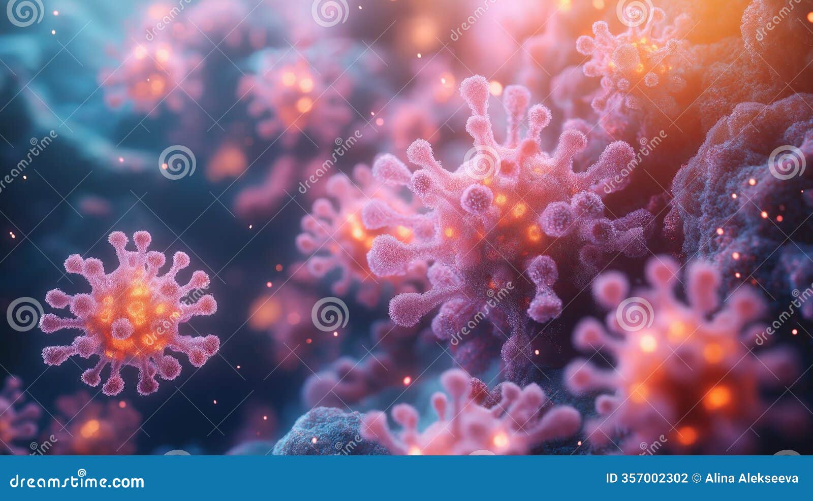 Microscopic View of Virus Particles Illustrating Complex Structures ...