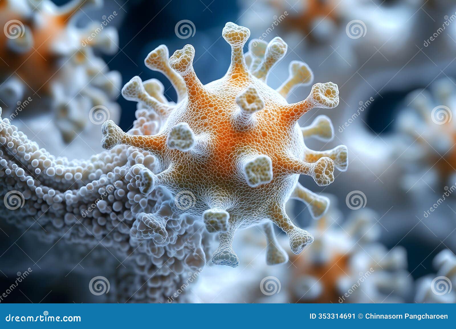 Microscopic View of Virus, Showcasing Intricate Details and Textures ...