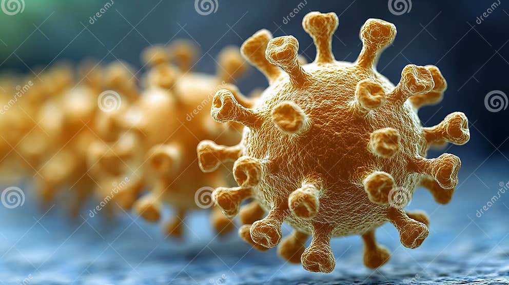 Microscopic View of Virus, Showcasing Its Structure and Spikes ...