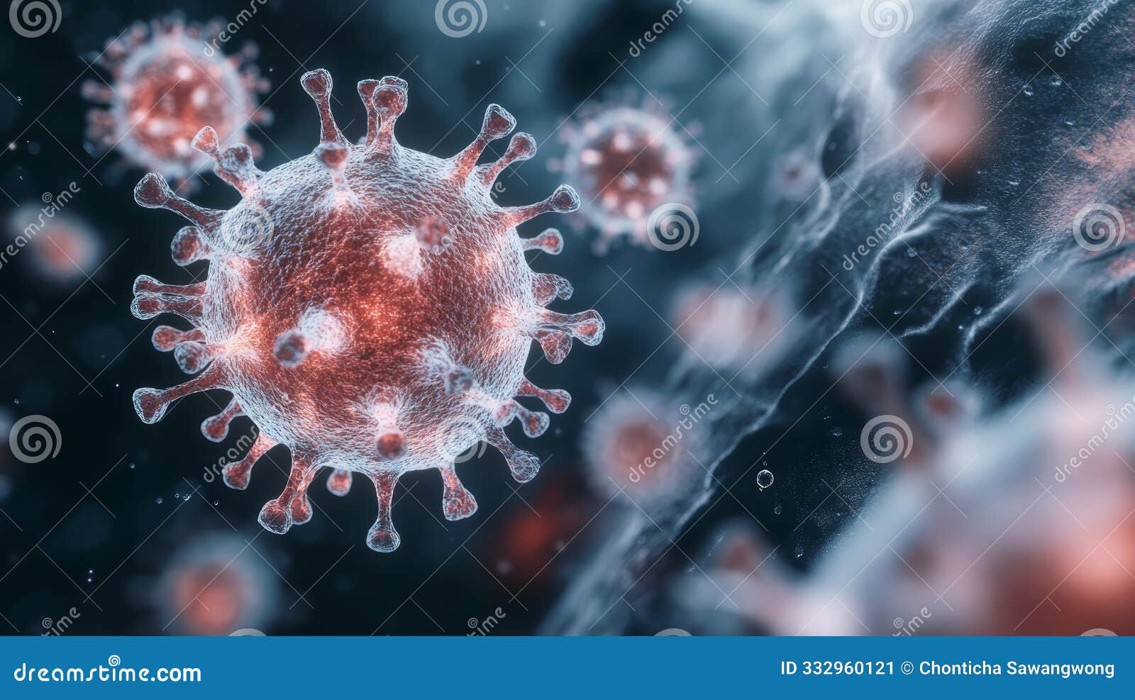 A Microscopic View of a Virus with Spiky Projections. the Virus is ...