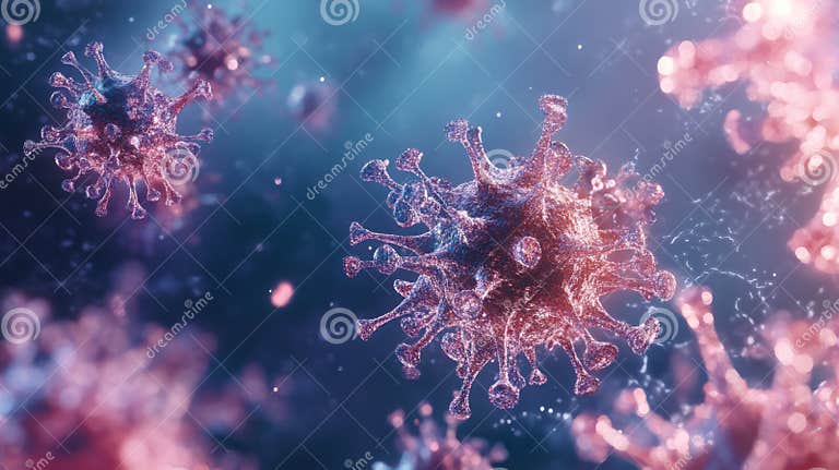 Microscopic View of a Virus Structure Under High Magnification in a ...