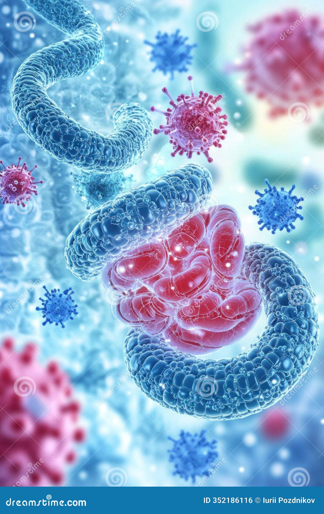 Microscopic View of Viruses Attacking a Cell Generating an Infection ...