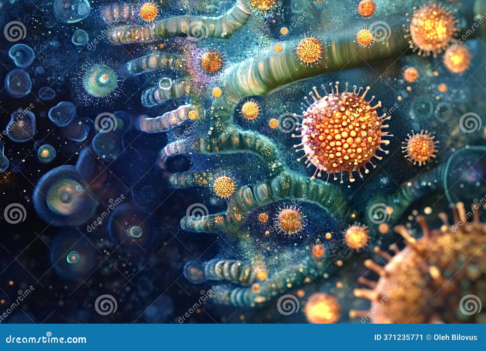 Viruses Attacking Cells Or Bacterias Under Microscope Royalty-Free ...