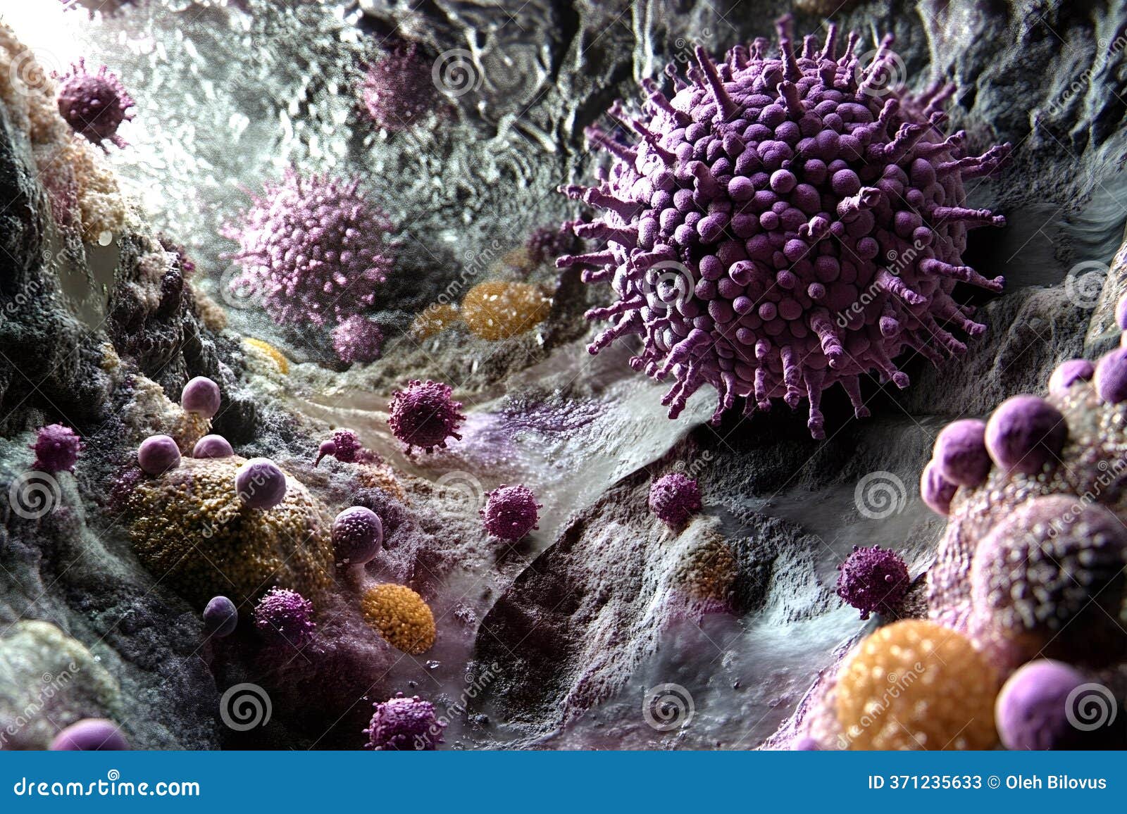 Viruses Attacking Cells Or Bacterias Under Microscope Royalty-Free ...