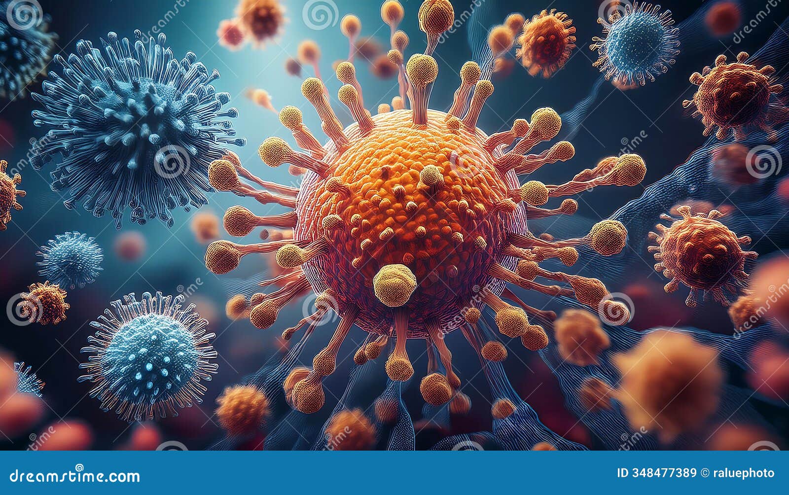 Microscopic View of Viruses Attacking Cells, a Visualization of ...