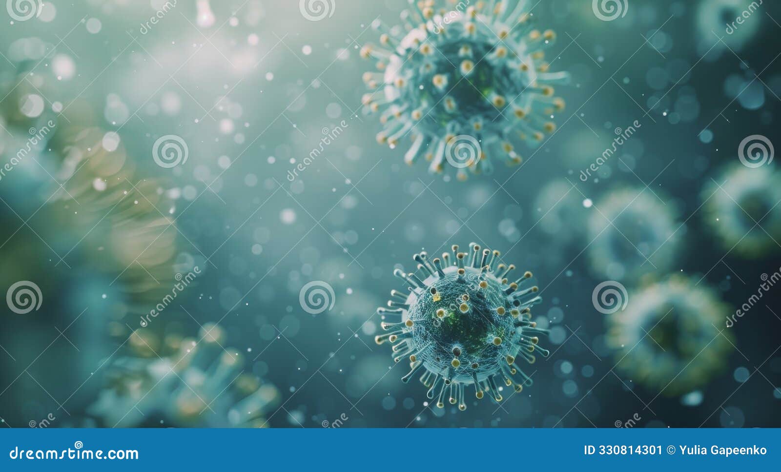 Microscopic View of Viruses Floating in a Liquid Environment Stock ...