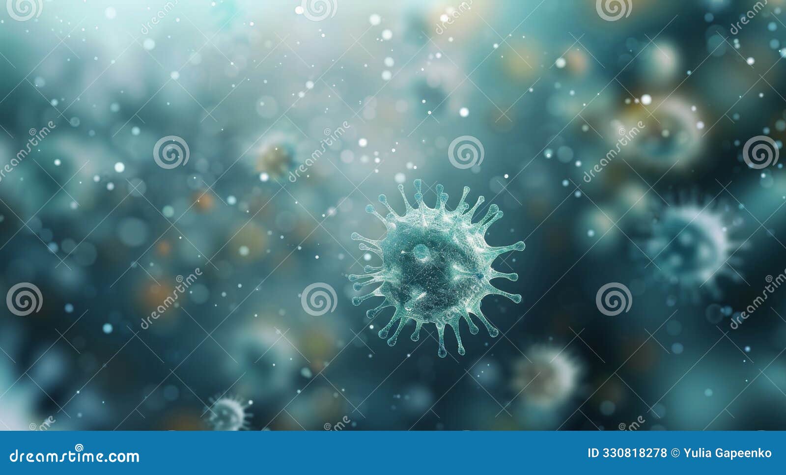 Microscopic View of Viruses Floating in a Liquid Environment Stock ...
