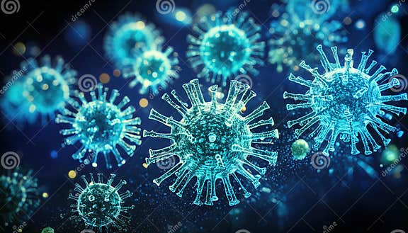 Microscopic View of Viruses Showcasing Their Complex Structure and ...