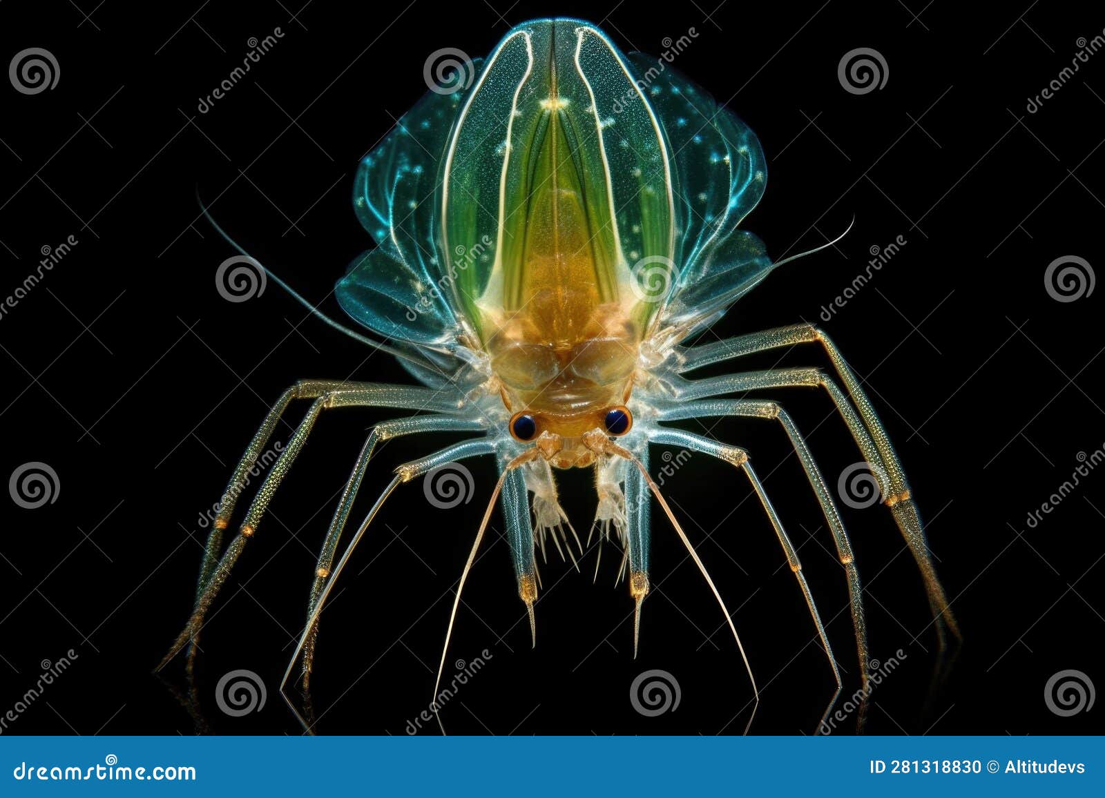 Microscopic View of a Water Flea Daphnia in Habitat Stock Illustration ...