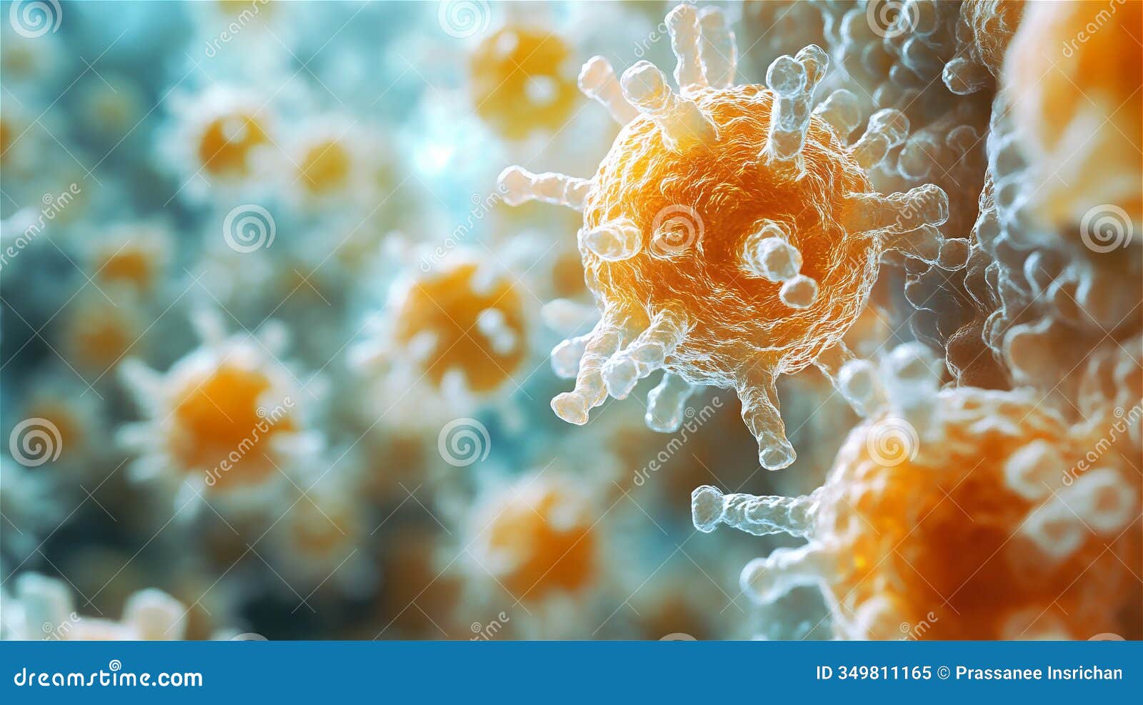 Microscopic View of a White and Orange Small Organelle, Virus, Bacteria ...