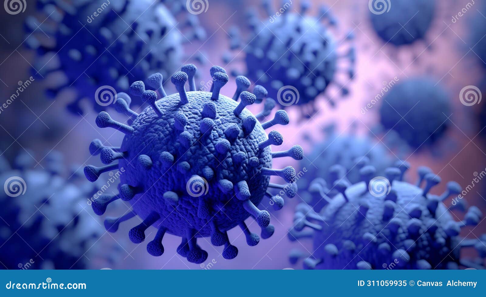 Microscopic Viral Landscape in Purple Stock Image - Image of cells ...