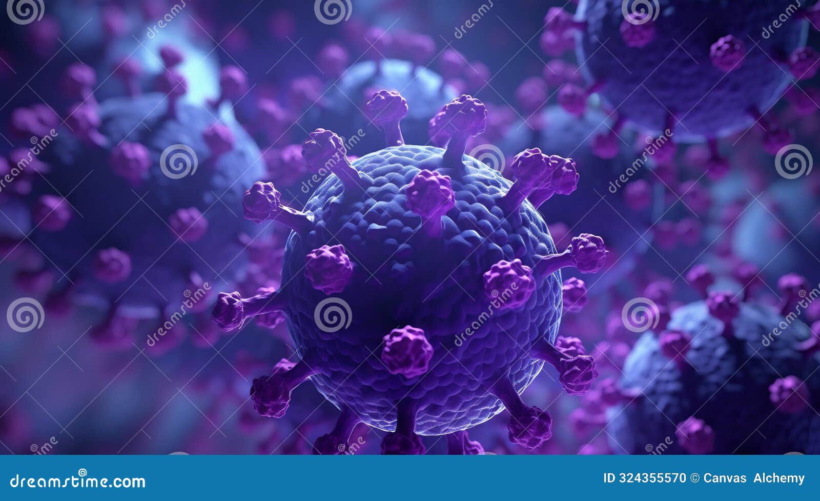 Microscopic Viral Landscape in Purple Stock Photo - Image of ...