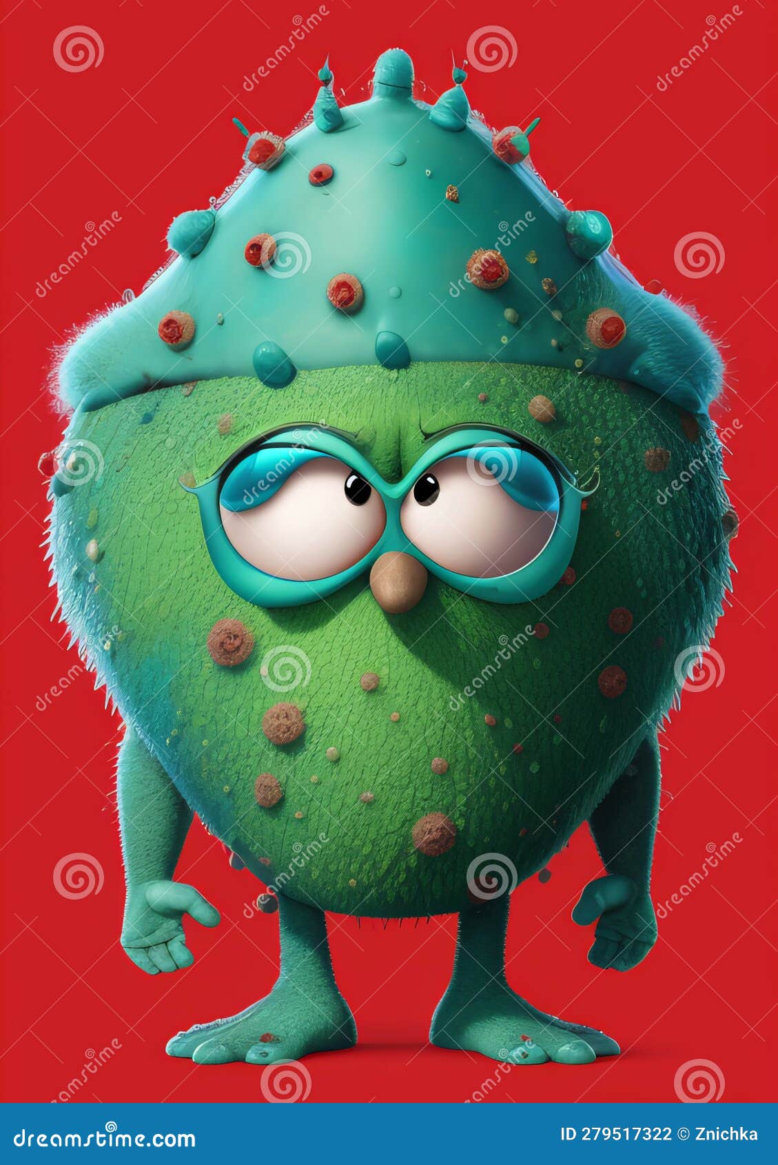 A Microscopic Virus Character with a Funny Expression Stock Photo ...