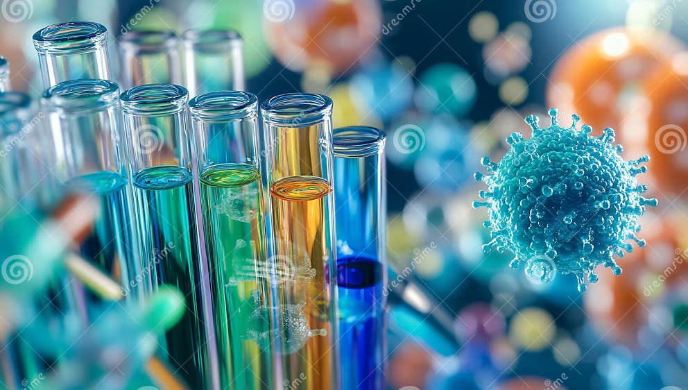 Microscopic Virus Research Lab Test Tubes High Quality Image Stock ...