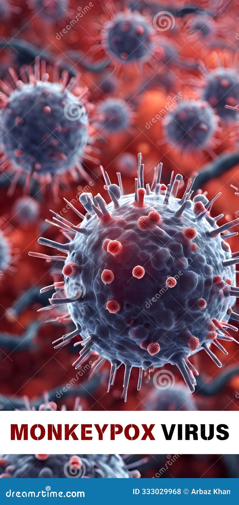 Microscopic Visualization of Mpox Virus in Red Tones. Monkeypox Virus ...