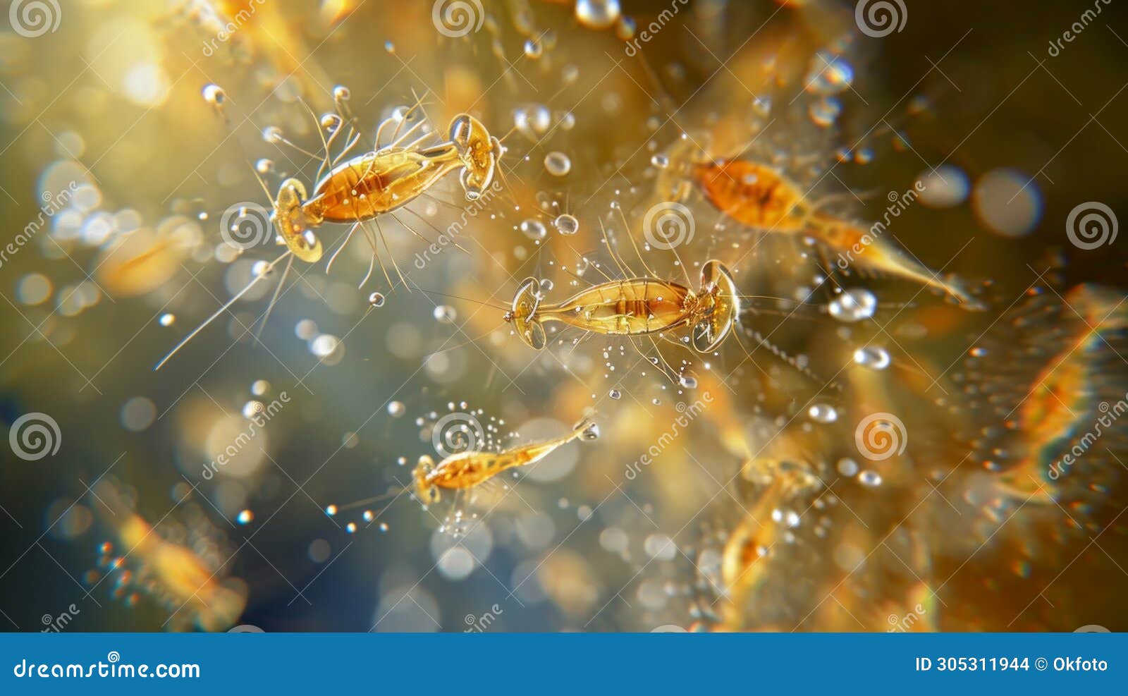 Microscopic Water Insects, Tiny Water Fleas or Aquatic Larvae ...