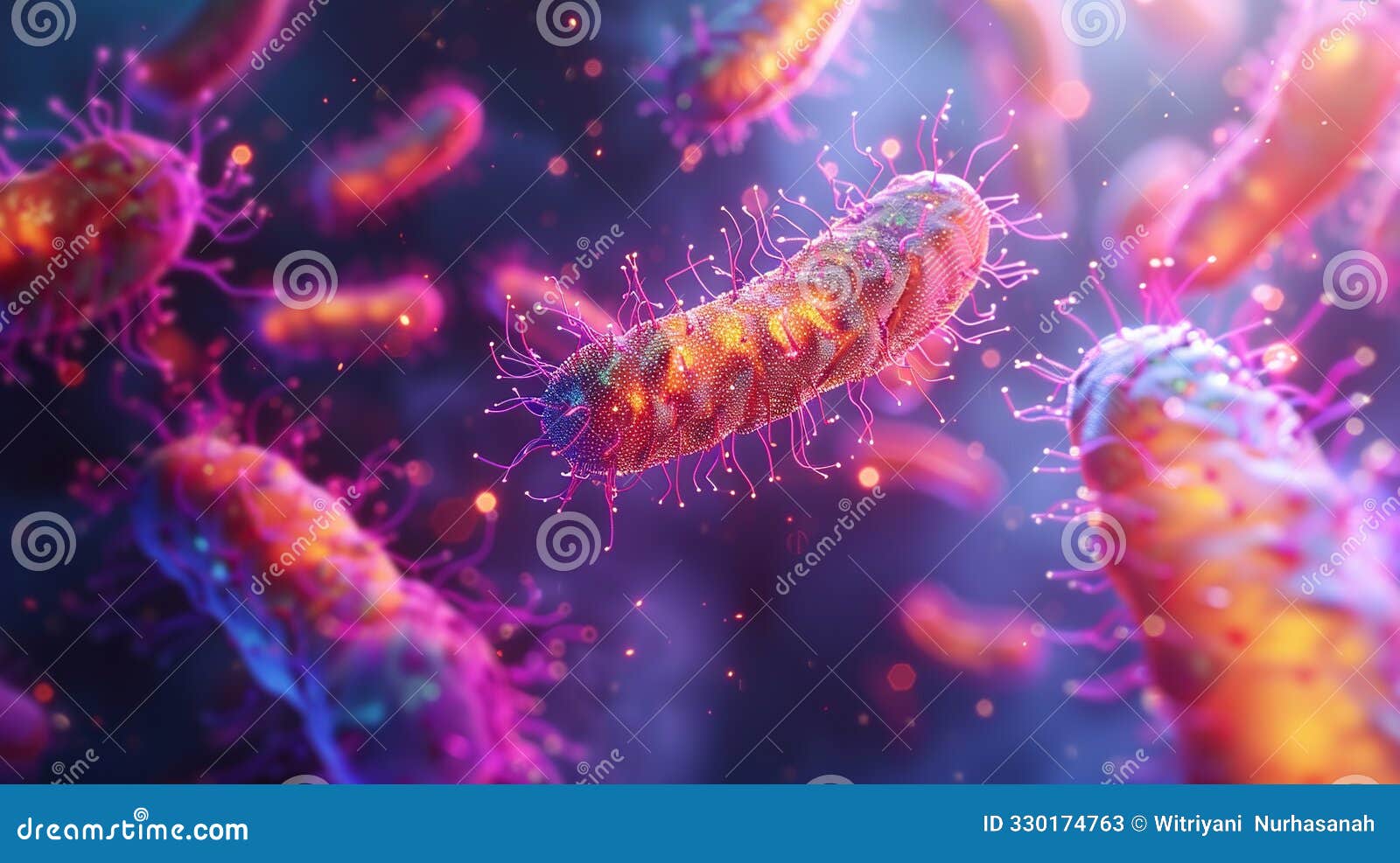 Microscopic World: the Beauty of Bacteria Stock Illustration ...