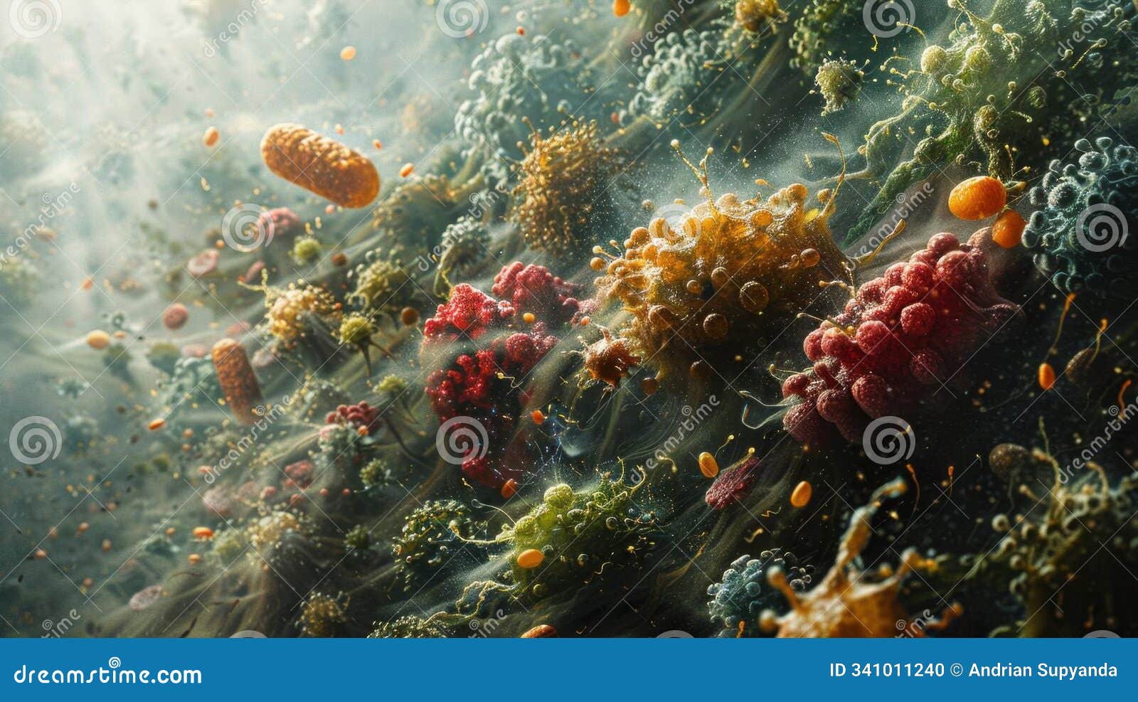 Microscopic World, a Colorful Explosion of Cells Stock Illustration ...