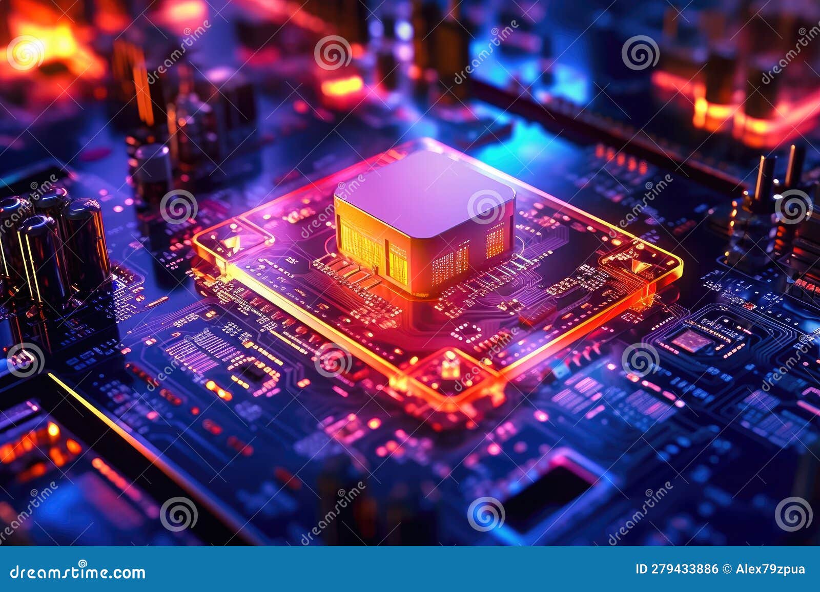 Microscopic World of Computer Boards - Generative AI Stock Illustration ...