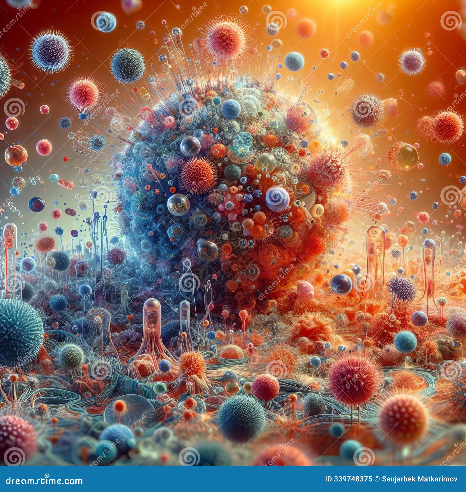 Microscopic World a Microscopic World Scene with Tiny Objects Co Stock ...