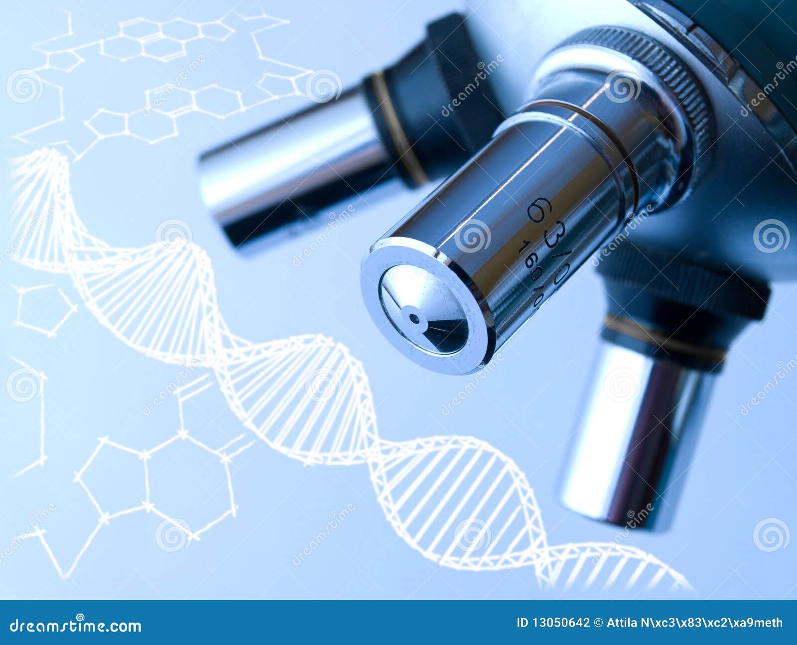 Microscopio E Molecola Del DNA. Fotografia Stock - Immagine di ...