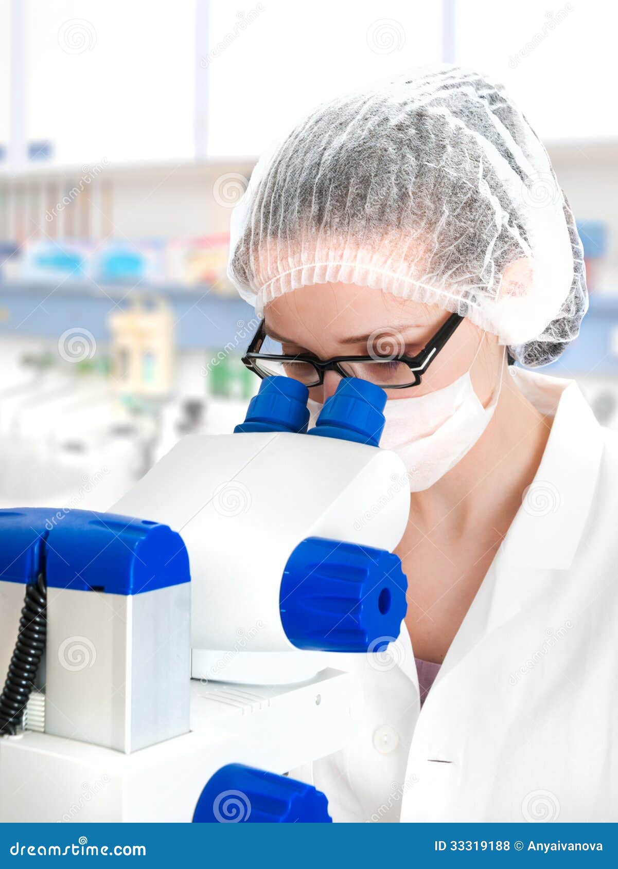 Microscopist at work stock photo. Image of biology, microscope - 33319188