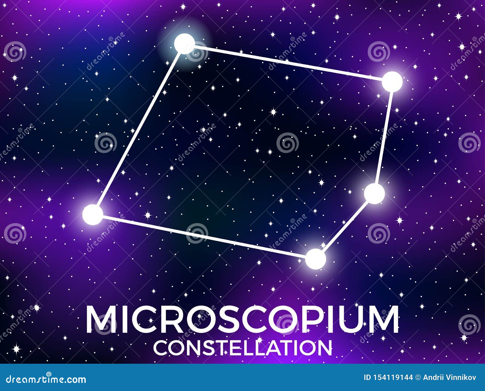 Microscopium Constellation. Starry Night Sky. Cluster of Stars and ...