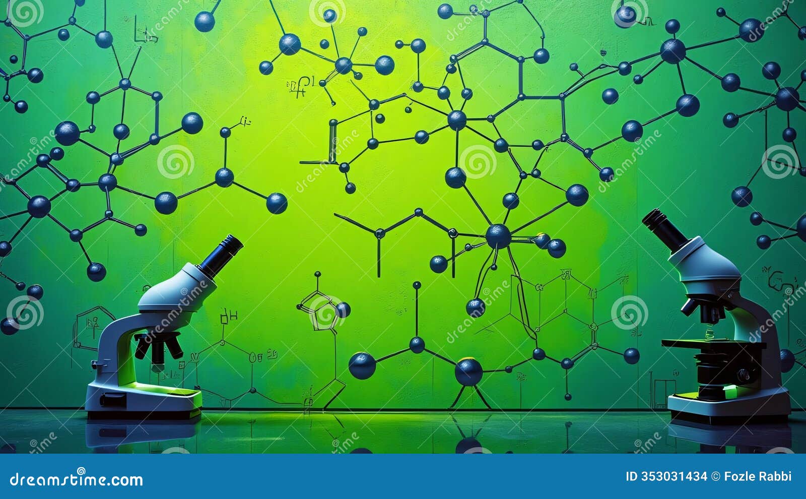 Microscopy Science Green Background Molecular Good Resolution Stock ...