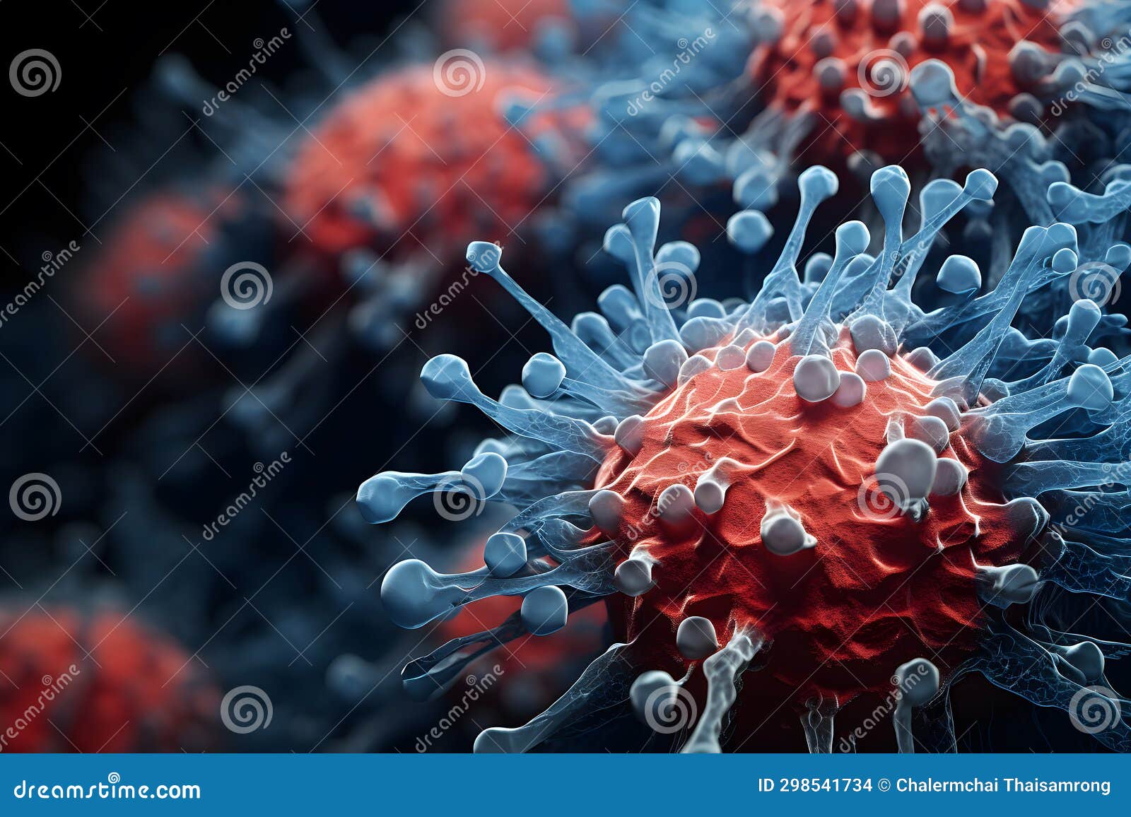 Microscopy of Virus, Electron Microscopy Zoom, Closeup ...