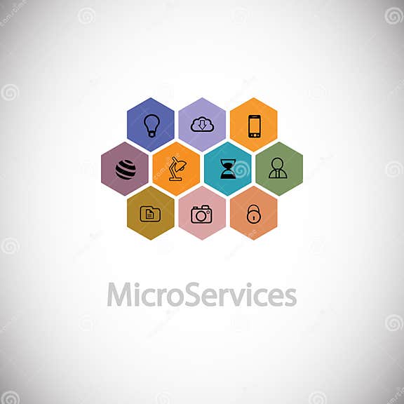 Microservices Concept and Symbol Stock Vector - Illustration of native ...