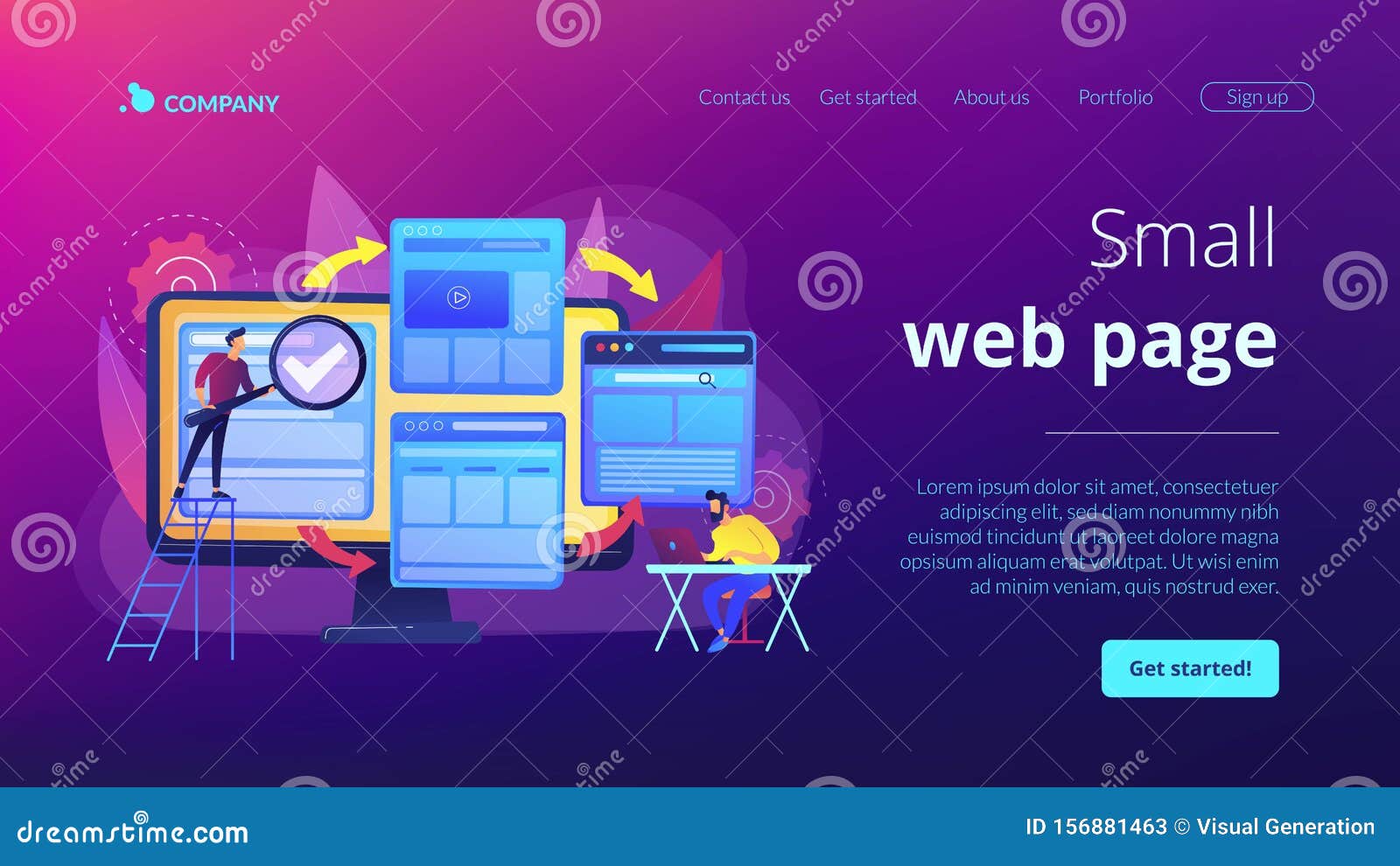 Microsite Development Concept Landing Page Stock Vector - Illustration ...