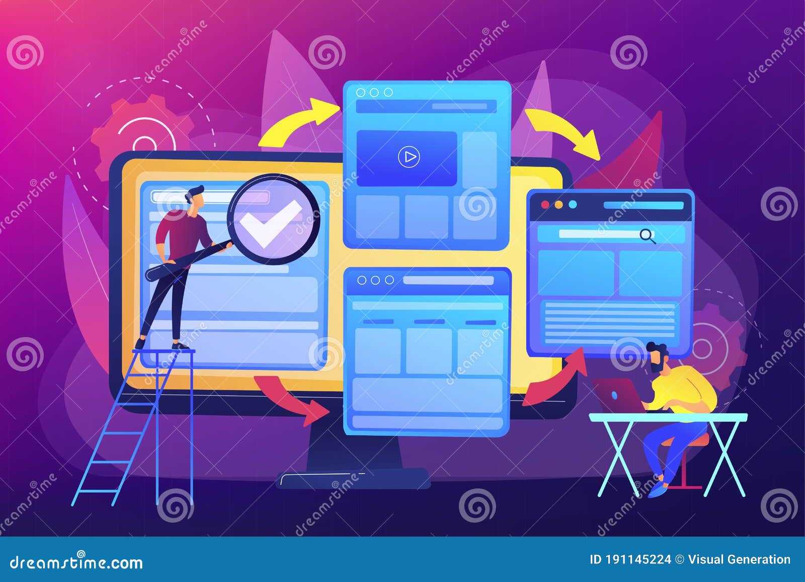Microsite Development Concept Vector Illustration Stock Vector - Illustration of magnifier, page ...