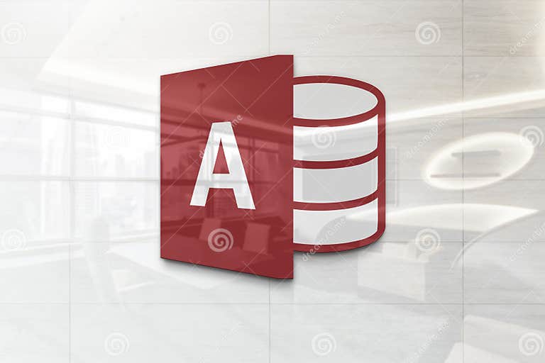 Microsoft Access 2013 on Glossy Office Wall Realistic Texture Editorial ...
