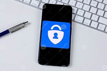 Microsoft Authenticator App Logo on a Smartphone Screen. Editorial ...