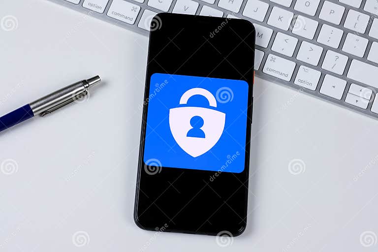 Microsoft Authenticator App Logo on a Smartphone Screen. Editorial ...