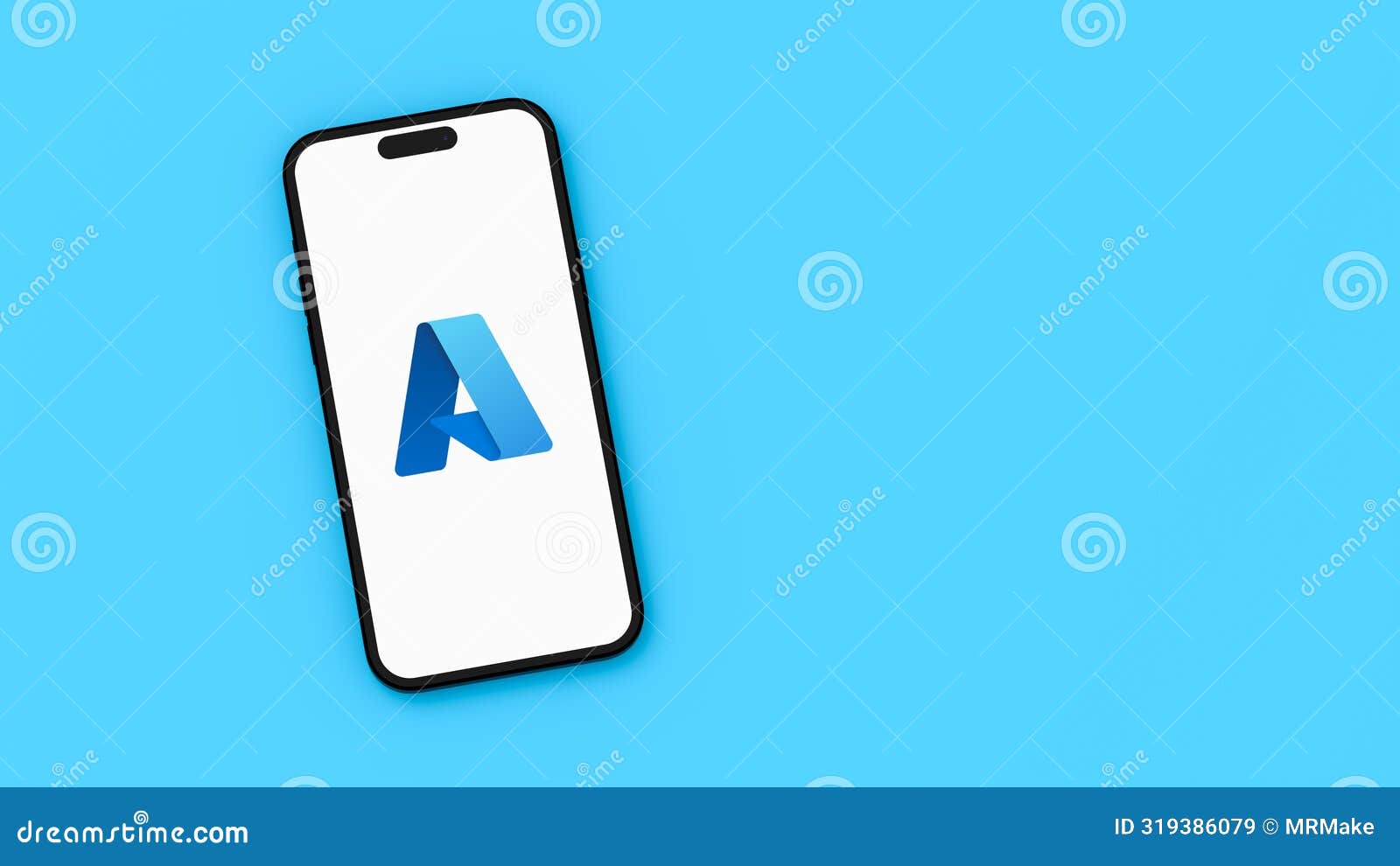 Microsoft Azure Logo on Mobile Phone Screen on Blue Background with ...