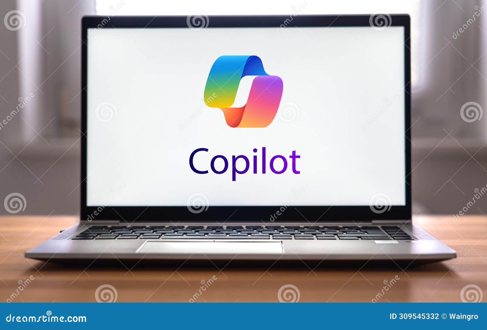 Microsoft 365 Copilot Logo On The Screen Of Laptop Through Magnifying ...