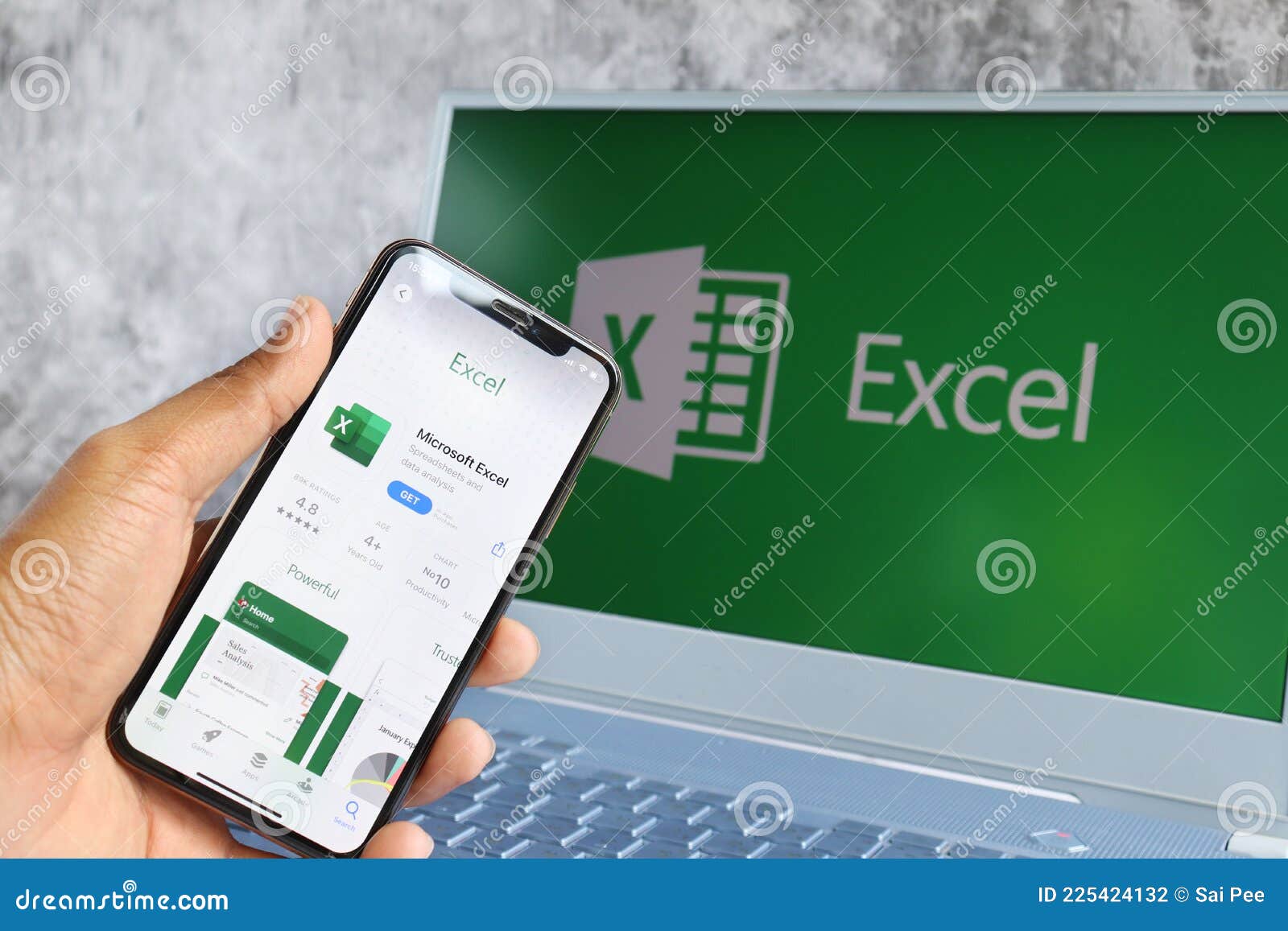 Microsoft Excel Logo on Computer Screen and Microsoft Excel Logo on ...