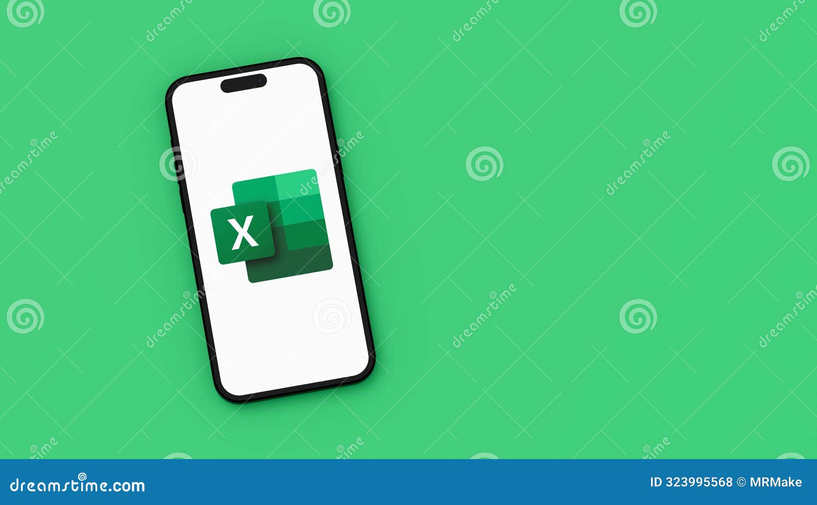 Microsoft Excel Logo on Mobile Phone Screen on Green Background with ...