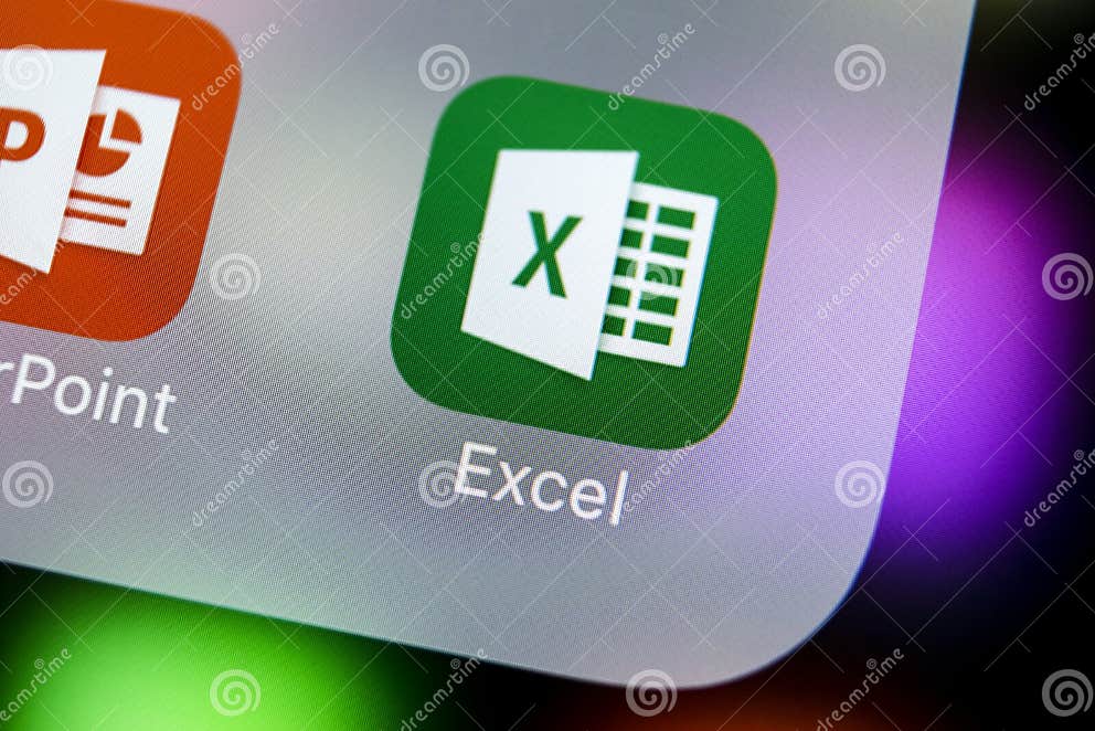Microsoft Exel Application Icon on Apple IPhone X Screen Close-up ...