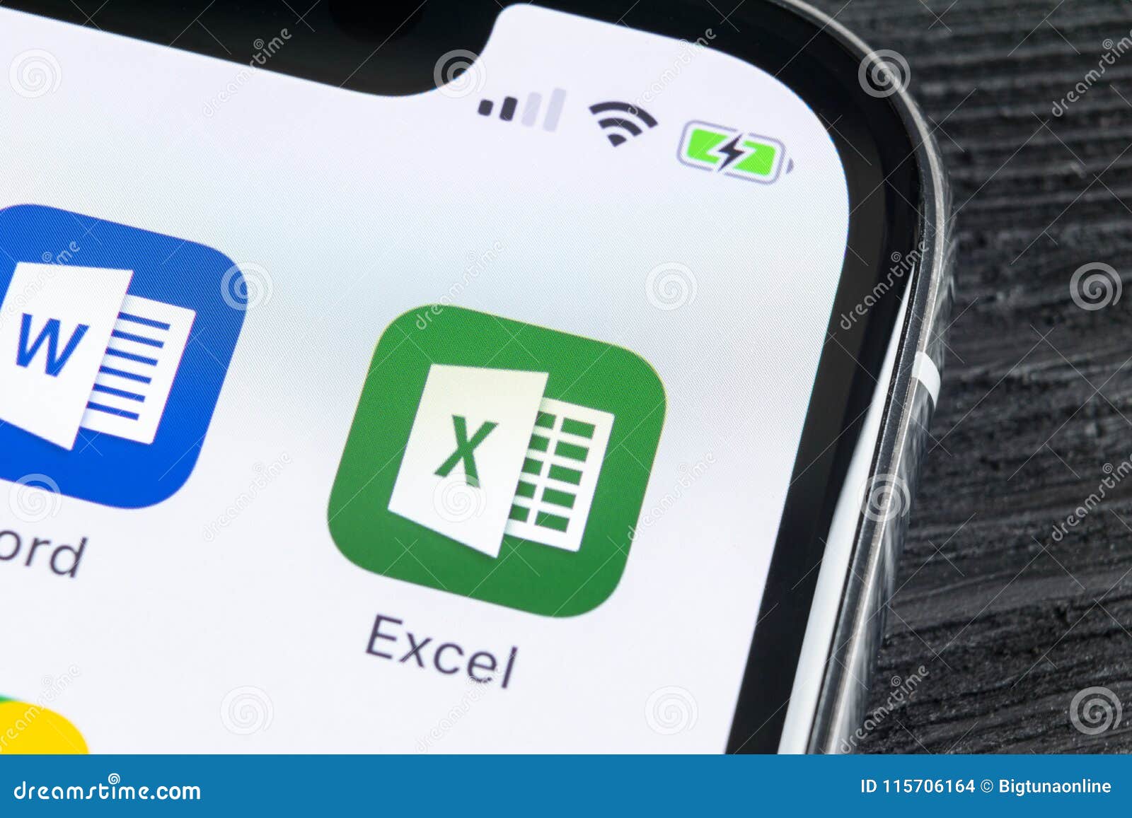 Microsoft Exel Application Icon on Apple IPhone X Screen Close-up ...