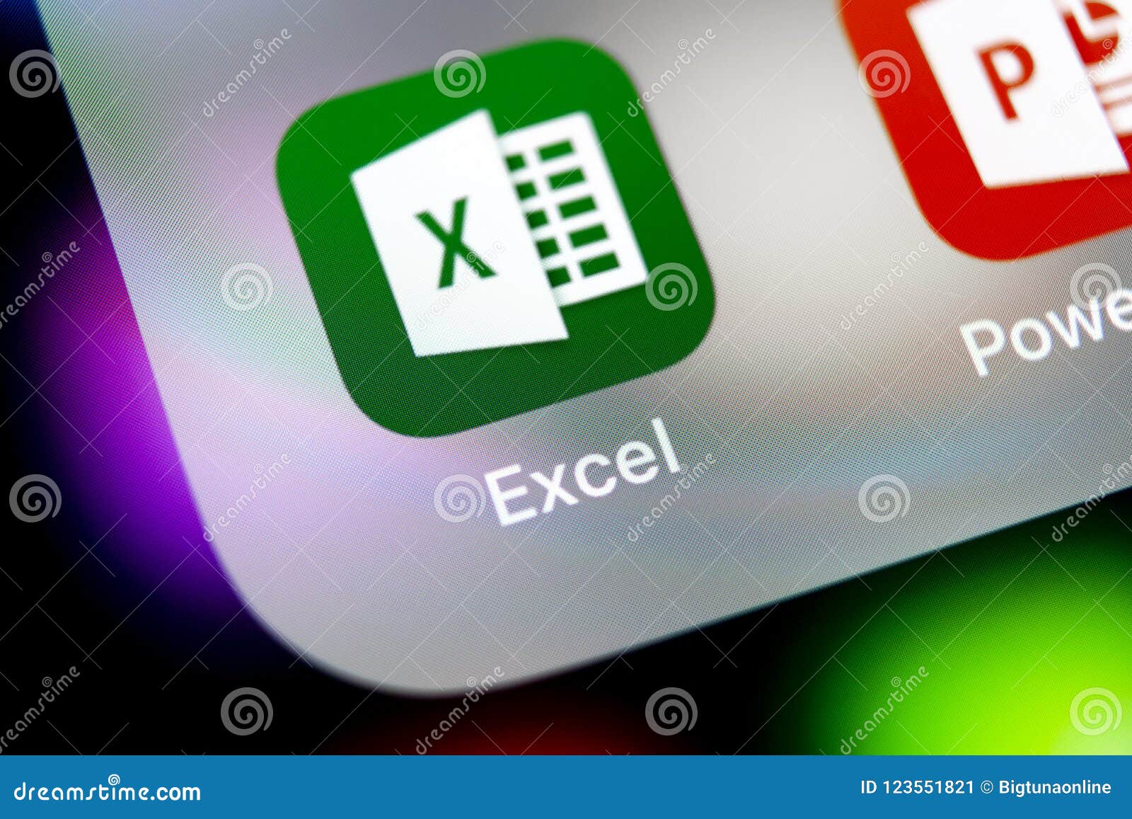 Microsoft Exel Application Icon on Apple IPhone X Screen Close-up ...