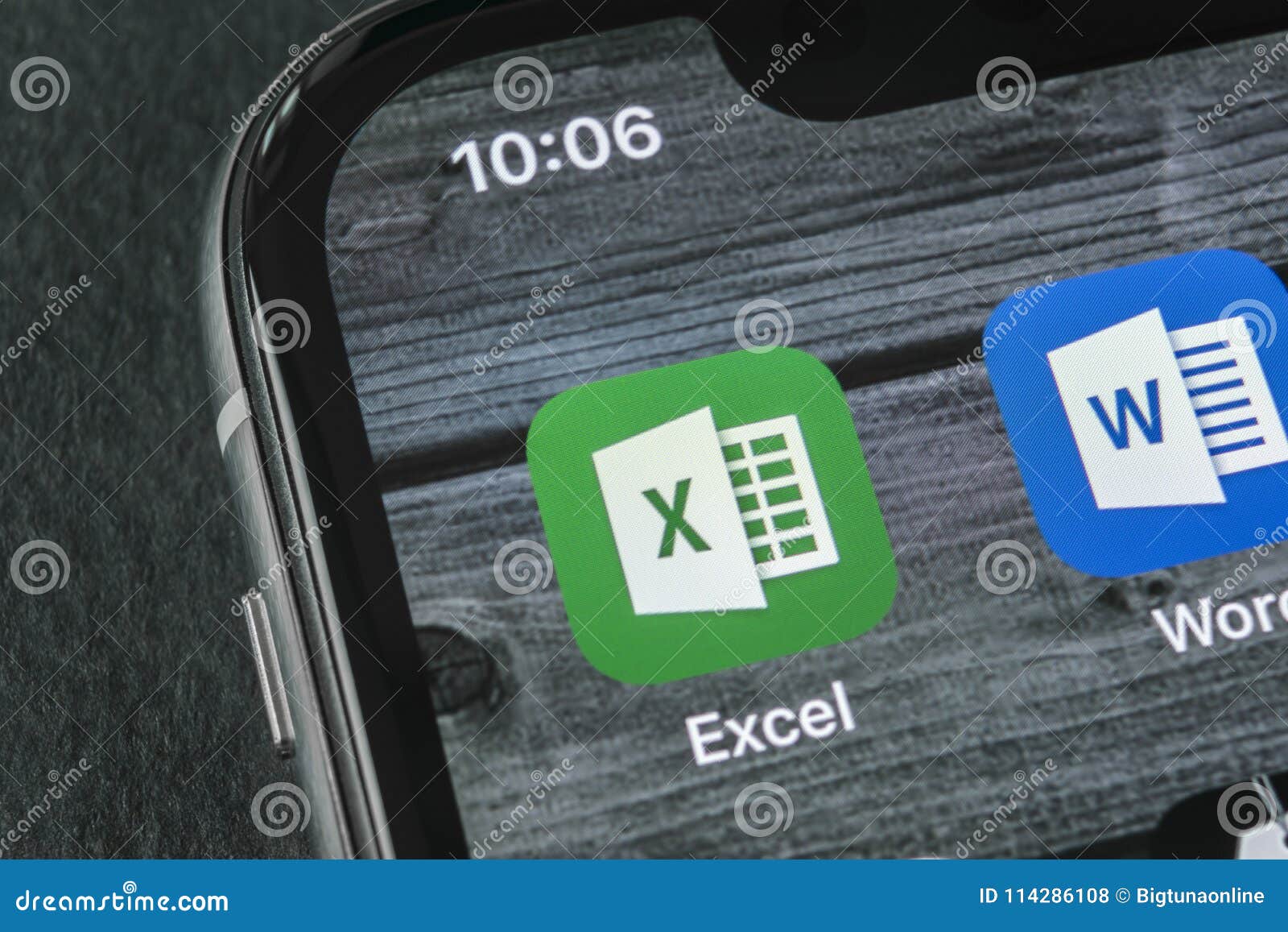 Microsoft Exel Application Icon on Apple IPhone X Screen Close-up ...