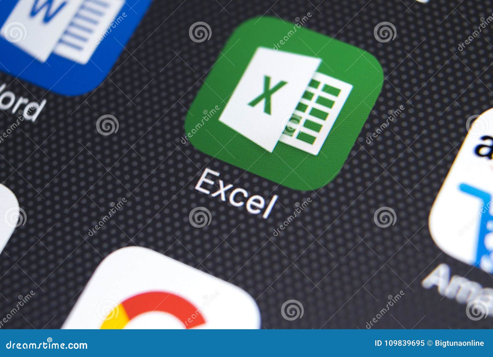 Microsoft Exel Application Icon On Apple IPhone X Screen Close-up ...