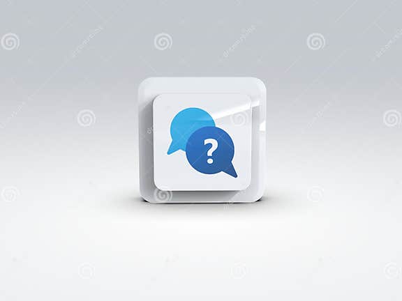 Microsoft Help App 3d Render, White Background Isolated Button Front ...